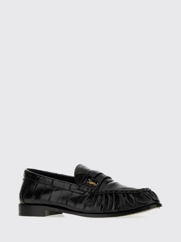 Saint Laurent Le Loafer Penny Loafers In Eel Leather With Monogram - Black