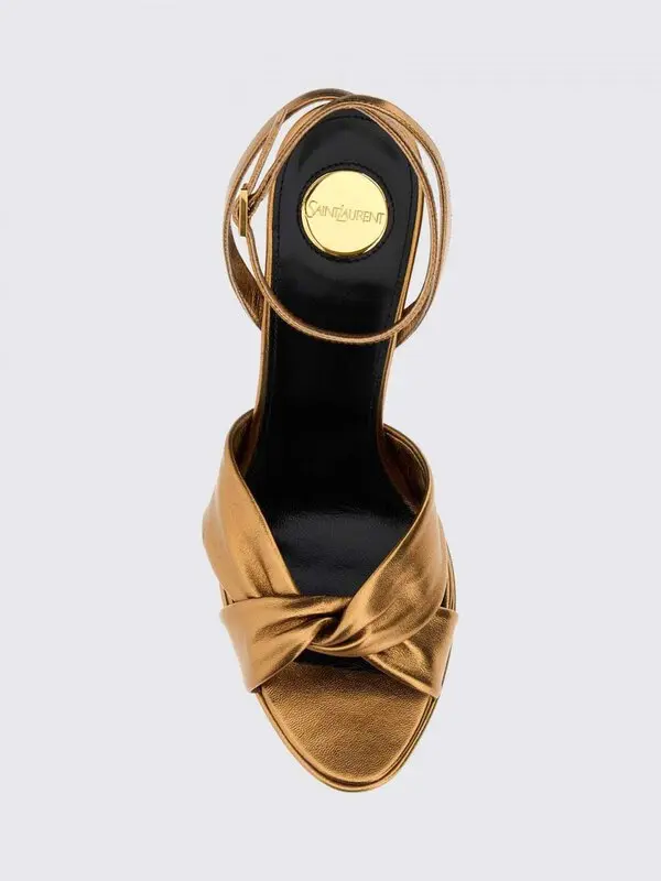 Saint Laurent Franciane Satin Platform Sandals With High Heel