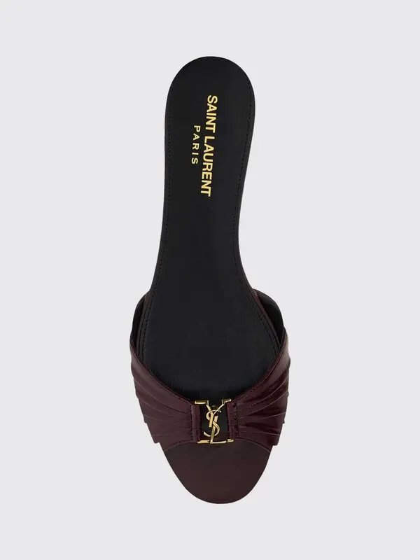 Saint Laurent Babylone Calfskin Leather Mules With Monogram