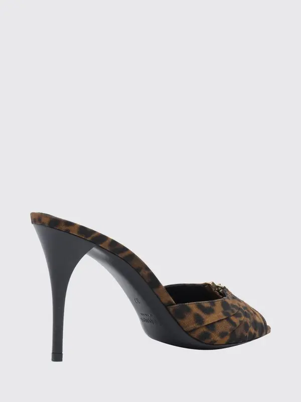 Saint Laurent Babylone Animalier Satin High-heel Mules - Cream