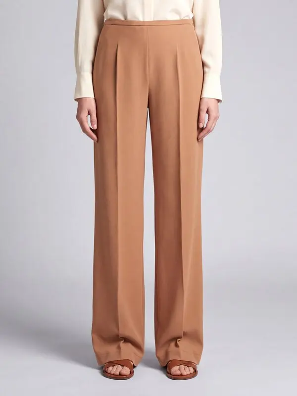 FORTE_FORTE High-waisted Palazzo Trousers In Viscose Blend With Pleats