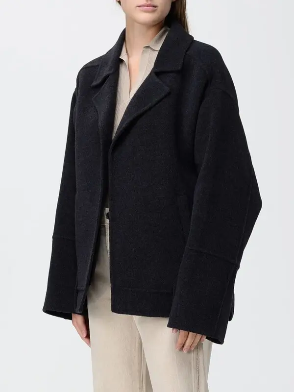 Khaite Short Wool Robe Coat With Waist Belt And Dropped Shoulders