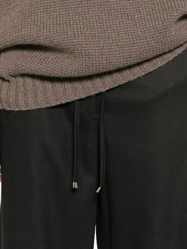 Max Mara Wide-leg Pure Wool Trousers With Drawstring Waist - Black