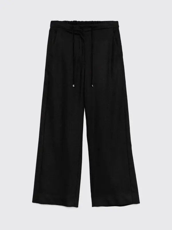 Max Mara Wide-leg Pure Wool Trousers With Drawstring Waist - Black