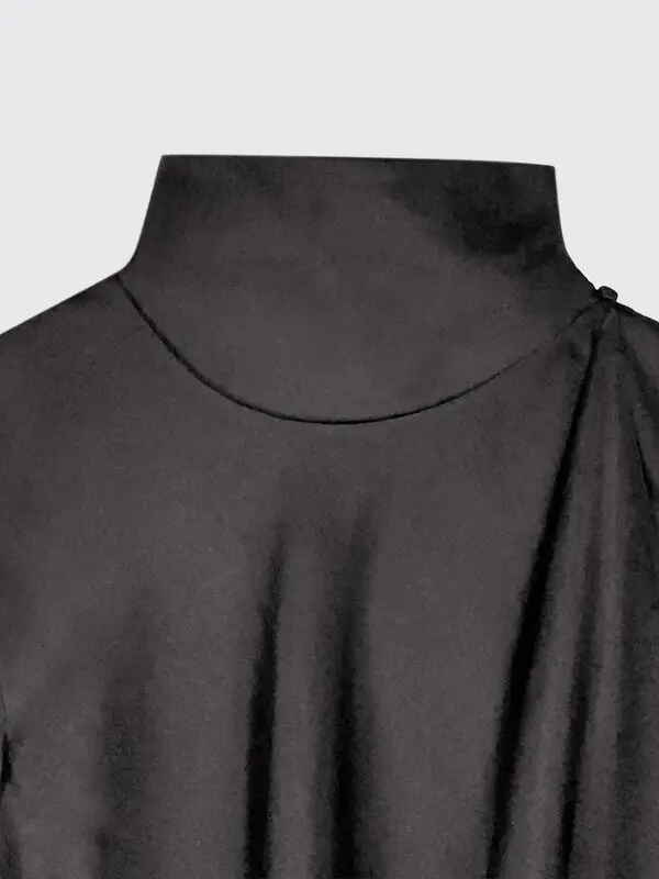 RÓHE Asymmetrical Pure Silk Blouse With High Neck And Long Sleeves - Blue