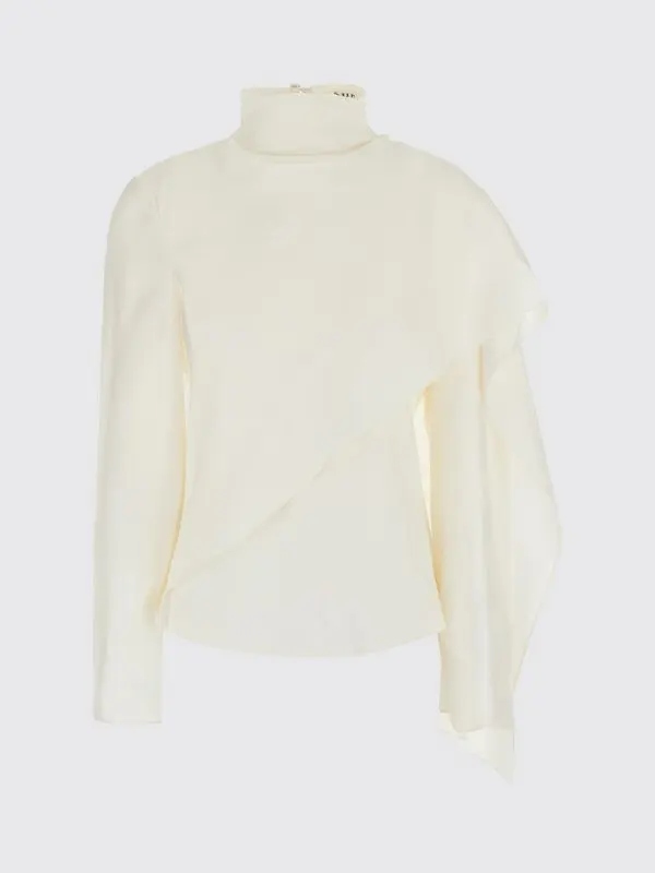 RÓHE Asymmetrical Pure Silk Blouse With High Neck And Long Sleeves