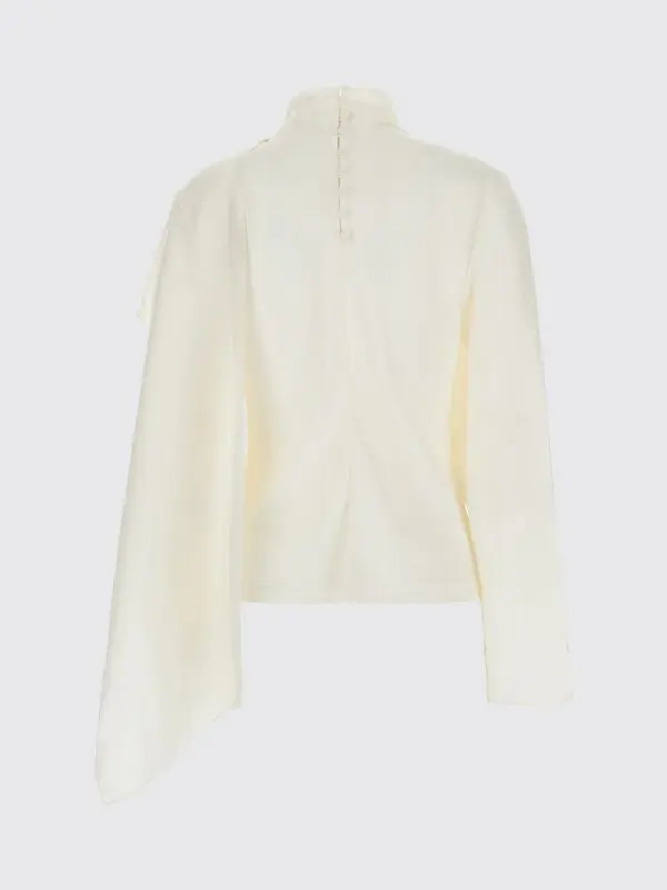 RÓHE Asymmetrical Pure Silk Blouse With High Neck And Long Sleeves