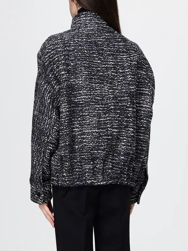 DARKPARK Two-tone Bouclé Cropped Bomber Jacket With High Neck And Zip Closure - Blue