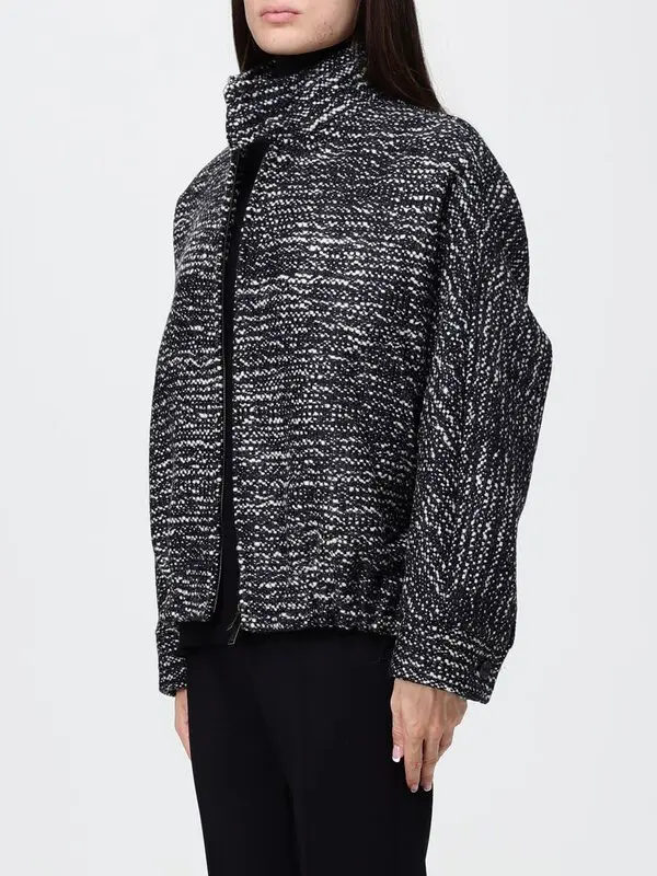 DARKPARK Two-tone Bouclé Cropped Bomber Jacket With High Neck And Zip Closure - Blue