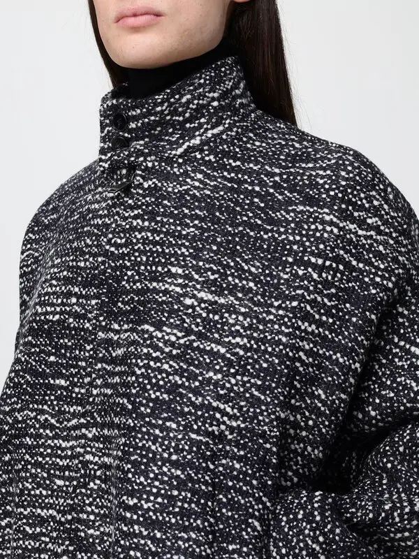 DARKPARK Two-tone Bouclé Cropped Bomber Jacket With High Neck And Zip Closure - Blue