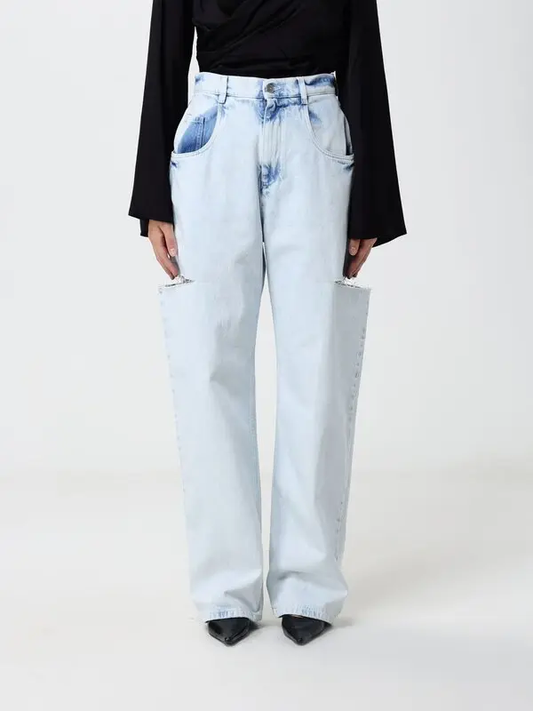 MAISON MARGIELA High-waisted Wide Leg Denim Jeans - Gnawed Blue