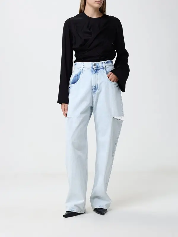 MAISON MARGIELA High-waisted Wide Leg Denim Jeans - Gnawed Blue