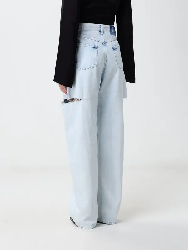 MAISON MARGIELA High-waisted Wide Leg Denim Jeans - Gnawed Blue