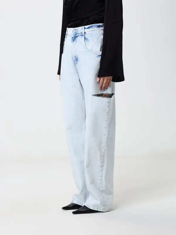 MAISON MARGIELA High-waisted Wide Leg Denim Jeans - Gnawed Blue