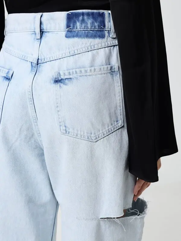 MAISON MARGIELA High-waisted Wide Leg Denim Jeans - Gnawed Blue