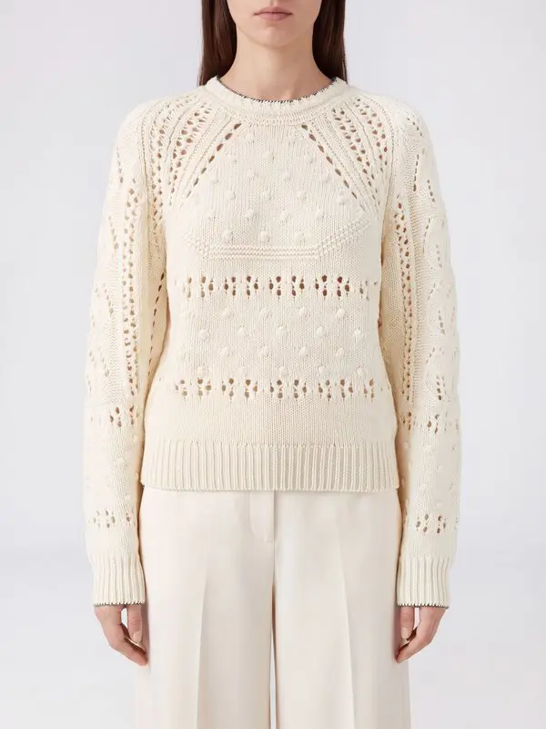 Isabel Marant Étoile Wool And Cotton Blend Crewneck Jumper With Ribbed Trims - Ecru