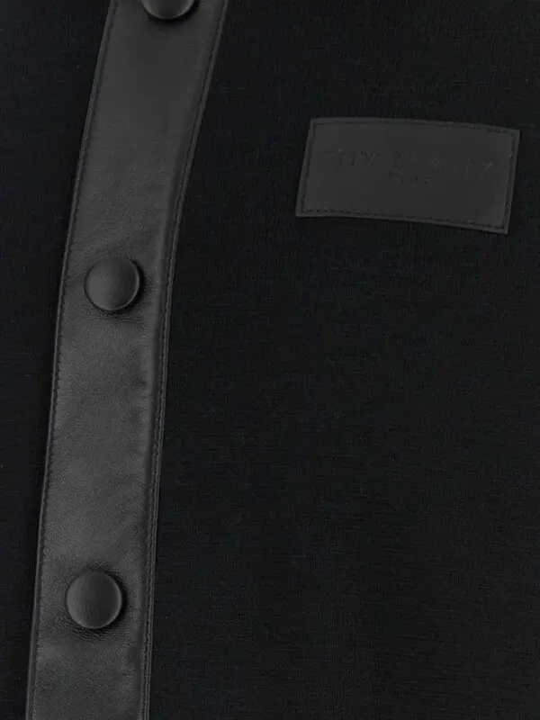 Givenchy Wool Shirt Jacket With Leather Collar And Tonal Logo