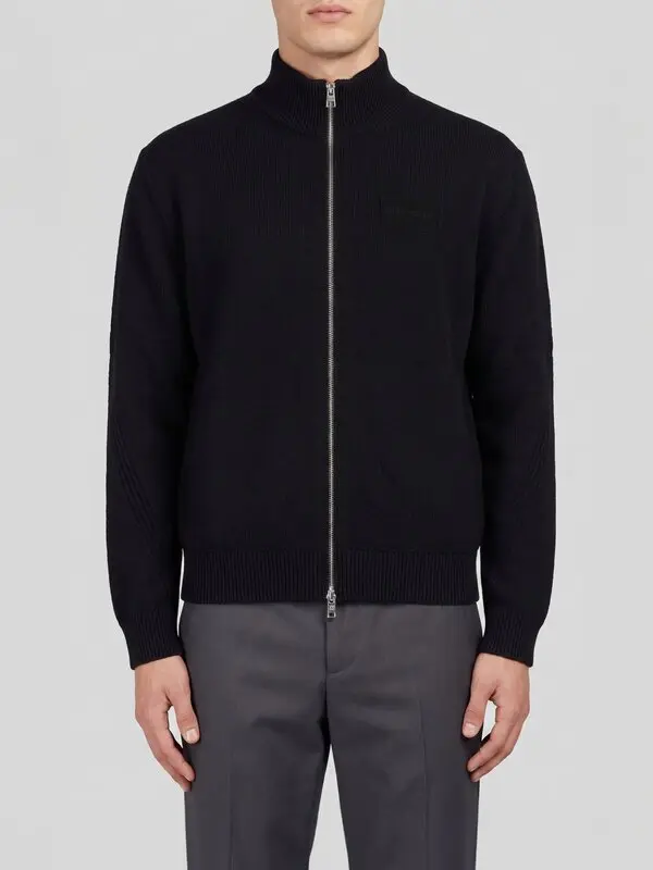 Givenchy Zip-up Turtleneck Cardigan In A Wool And Cashmere Blend