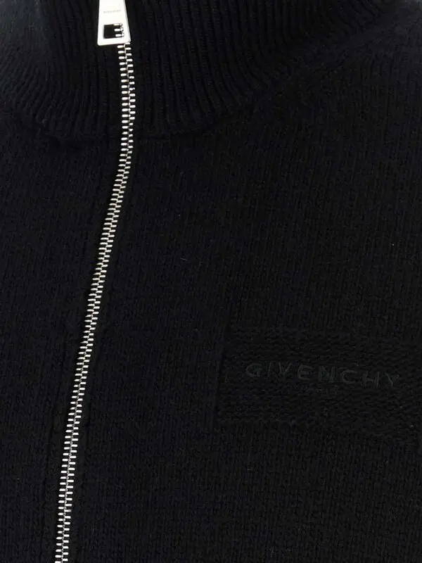 Givenchy Zip-up Turtleneck Cardigan In A Wool And Cashmere Blend