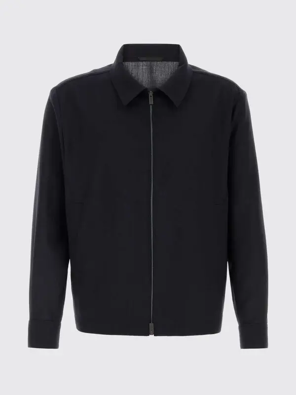 BOSS Virgin Wool Shirt Jacket With Classic Collar And Zip Closure