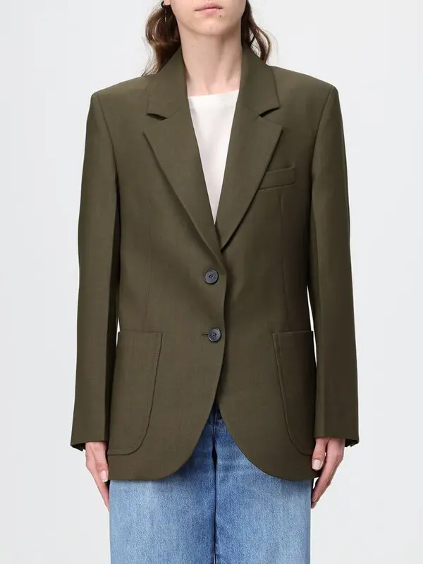 Victoria Beckham Single-breasted Virgin Wool Blazer With Padded Shoulders