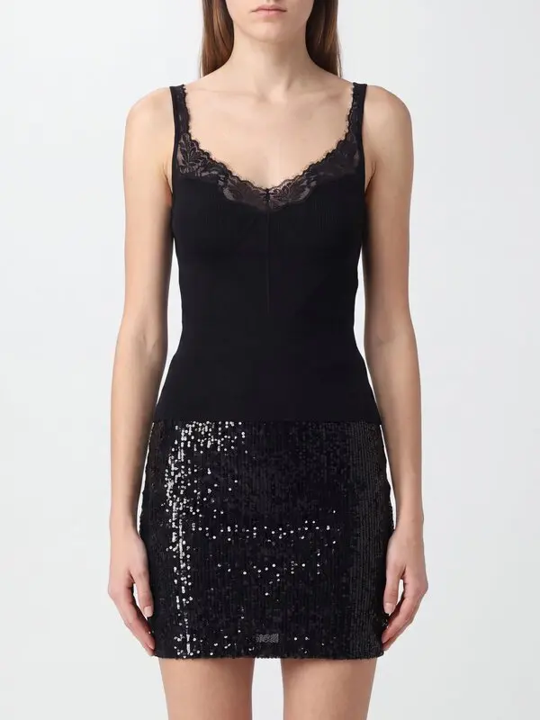 SELF-PORTRAIT Slim Fit Off-the-shoulder Knit Top With Lace Inserts
