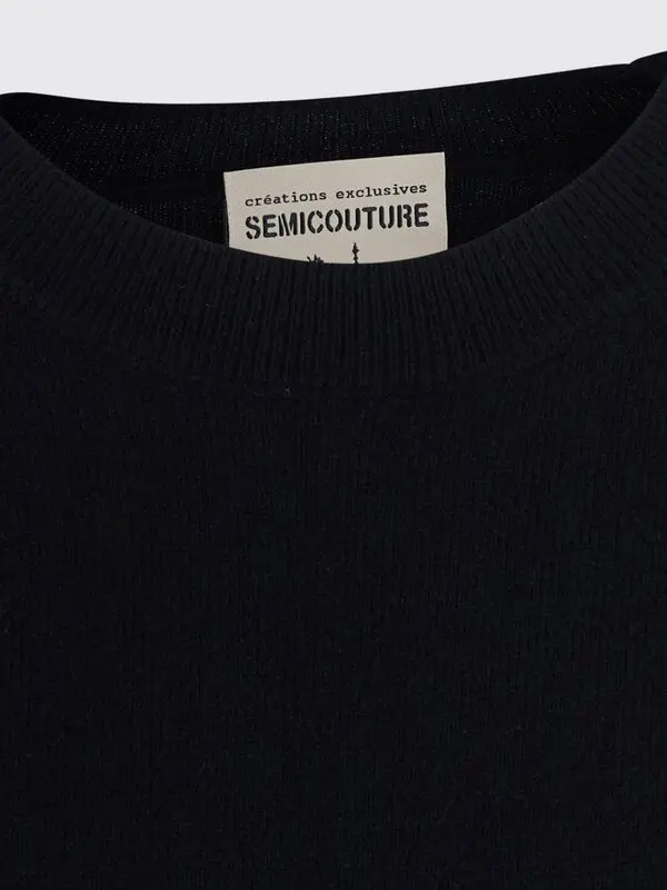 SEMICOUTURE Brenda Wool And Cashmere Crewneck Knit Mini Dress - Black