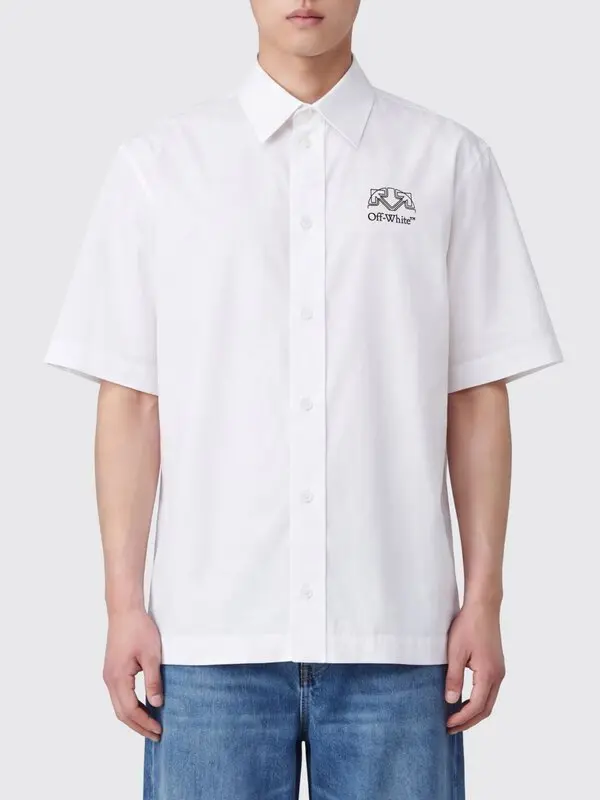 Off-White Bowling Shirt In Modal And Silk Blend With Rear Arrow Logo