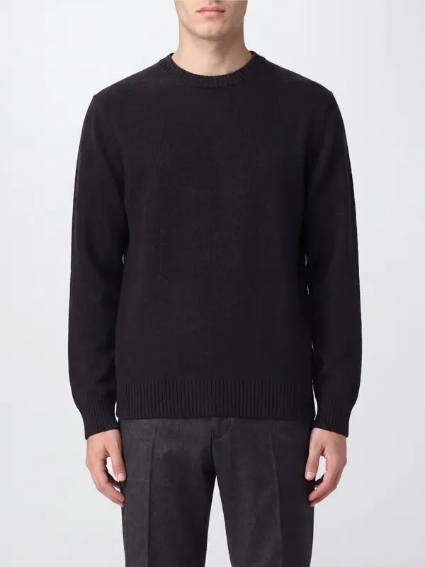 KANGRA Wool And Cashmere Blend Crewneck Sweater With Ribbed Trims - Brown