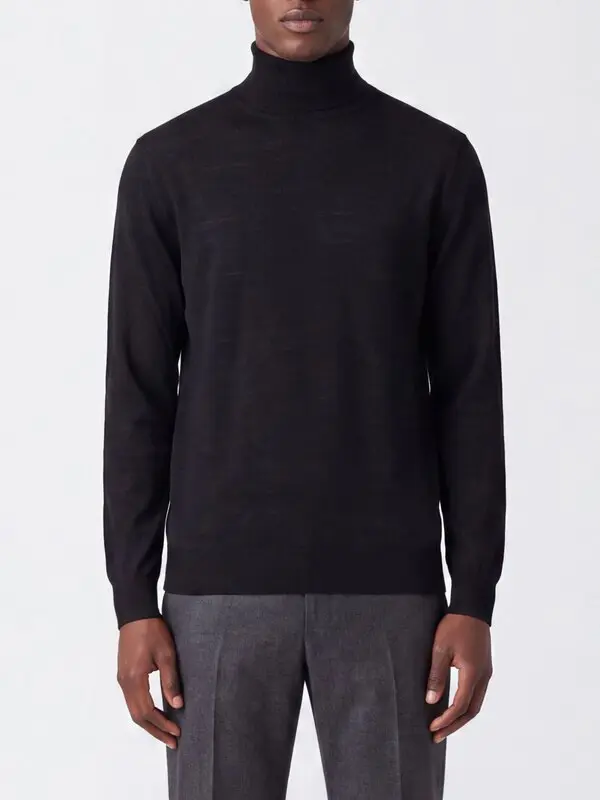 KANGRA Extrafine Merino Wool Turtleneck Sweater With Ribbed Trims - Black