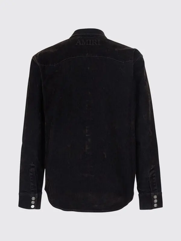 Amiri Cotton Denim Shirt With Patch Pockets And Classic Collar - Brown
