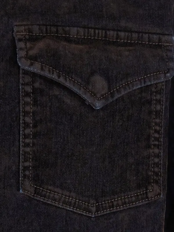 Amiri Cotton Denim Shirt With Patch Pockets And Classic Collar - Brown