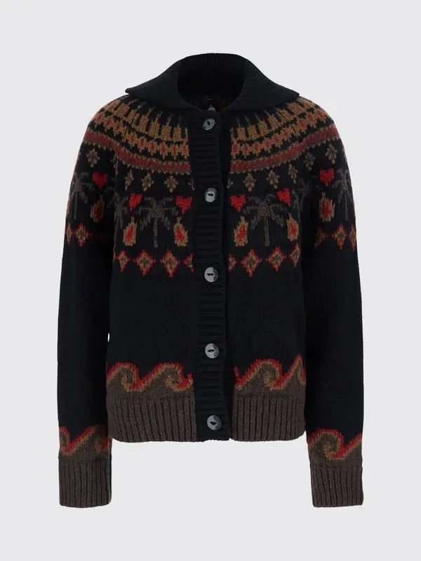 Alanui Jacquard Virgin Wool V-neck Cardigan With Buttons