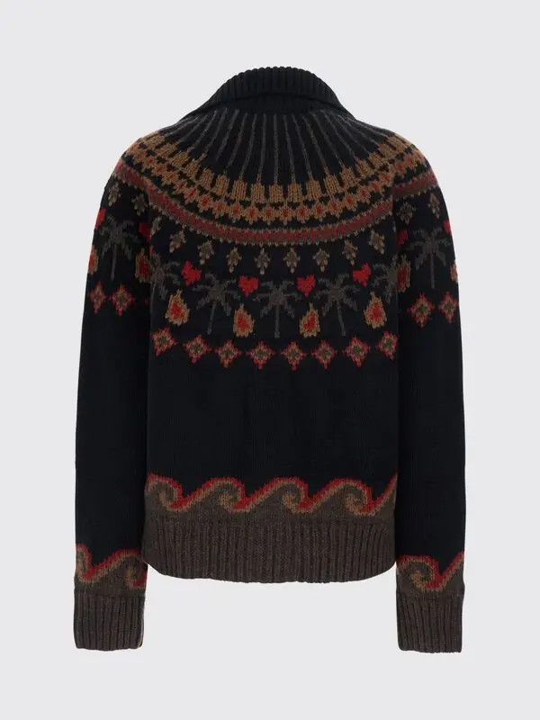 Alanui Jacquard Virgin Wool V-neck Cardigan With Buttons