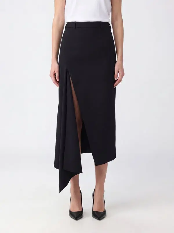 Givenchy High-waisted Asymmetric Wool Midi Skirt With Front Slit