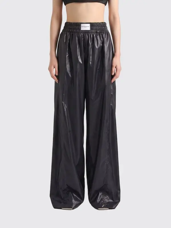 Givenchy High-waisted Wide-leg Cotton Blend Jogging Trousers - Black