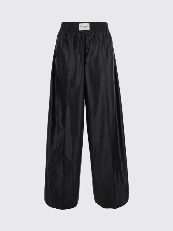 Givenchy High-waisted Wide-leg Cotton Blend Jogging Trousers - Black