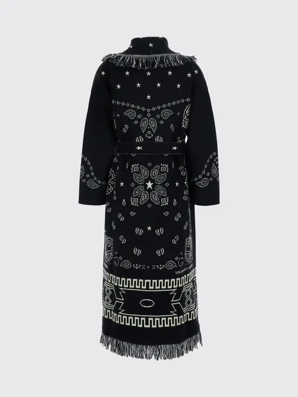 Alanui Long Jacquard Virgin Wool Robe Cardigan With Fringes