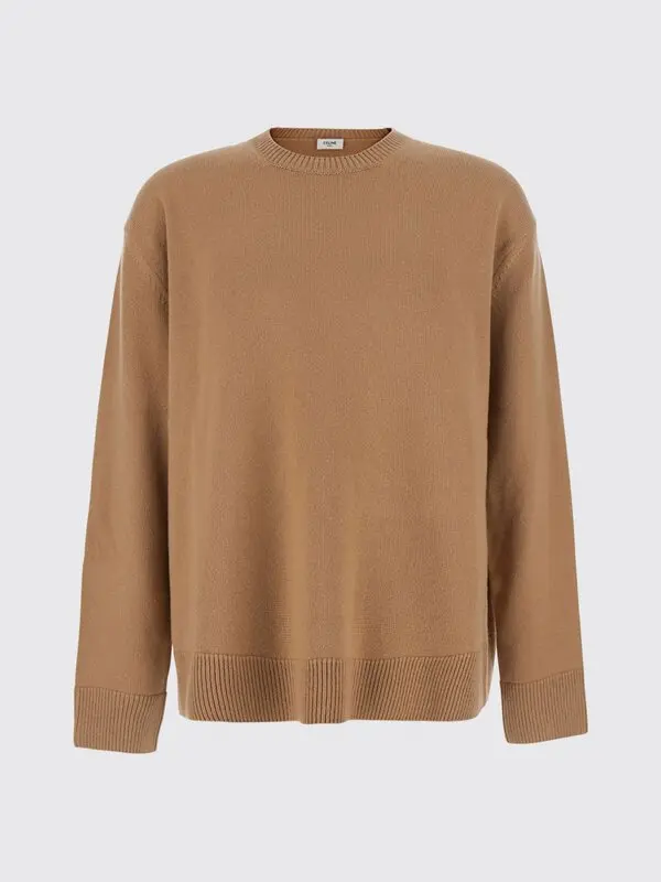 Celine 100% Cashmere Crewneck Jumper With Ribbed Trims
