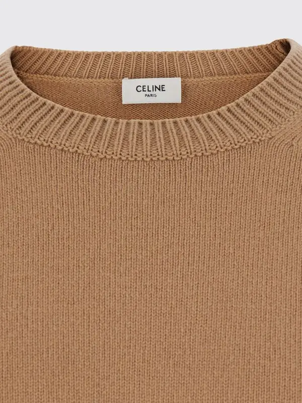 Celine 100% Cashmere Crewneck Jumper With Ribbed Trims