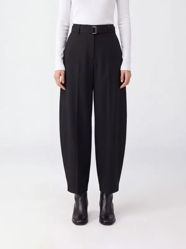 Sacai High-waisted Wide-leg Tailored Wool-blend Trousers - Black