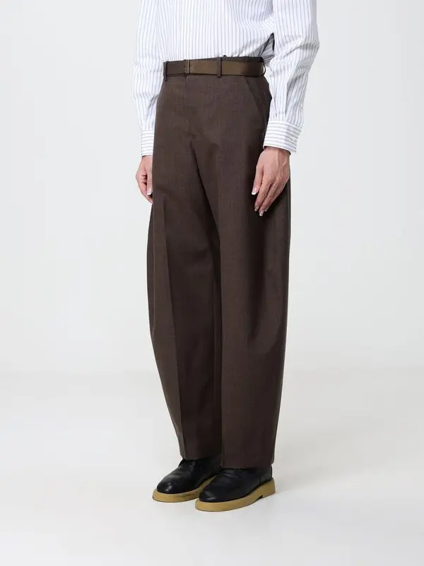 Sacai High-waisted Wide-leg Tailored Wool-blend Trousers - Brown