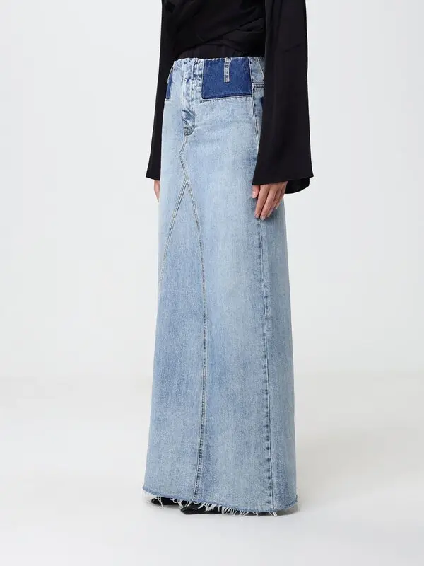 MAISON MARGIELA High-waisted Long Leather Skirt With Four Stitches