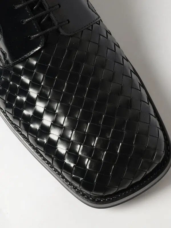 Bottega Veneta Smashed Brushed Leather Square-toe Derby Shoes