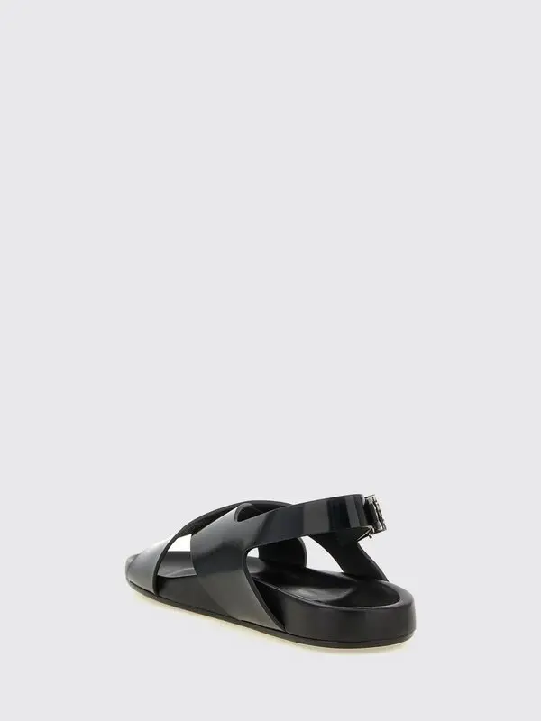 Saint Laurent Helios Slingback Sandals In Brushed Calfskin Leather - Black