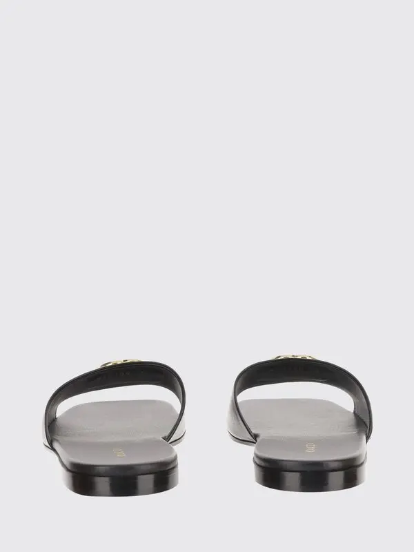 Gucci Gg Marmont Nappa Leather Low-heeled Mules With Metallic Monogram - Black