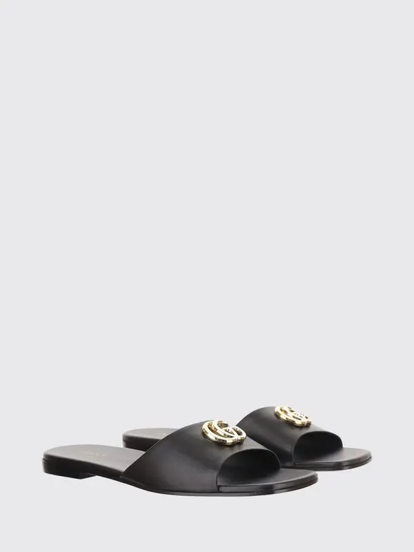 Gucci Gg Marmont Nappa Leather Low-heeled Monogram Mules - Black