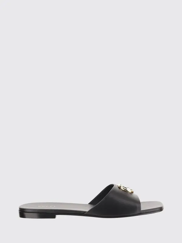 Gucci Gg Marmont Nappa Leather Low-heeled Monogram Mules - Black