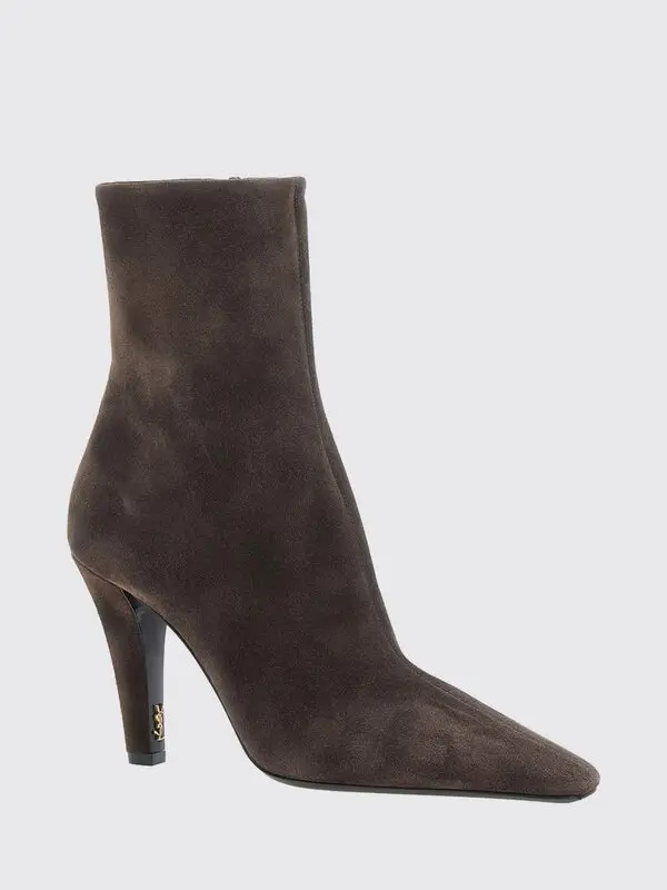 Saint Laurent Jill Suede Ankle Boots With Stiletto Heel - Black