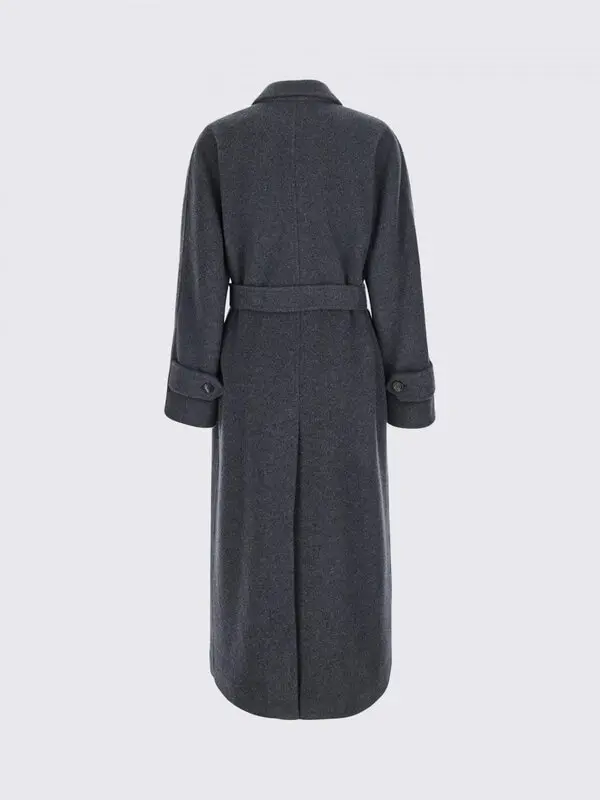 Max Mara Long Cashmere Belted Coat With Revere Collar - Gray